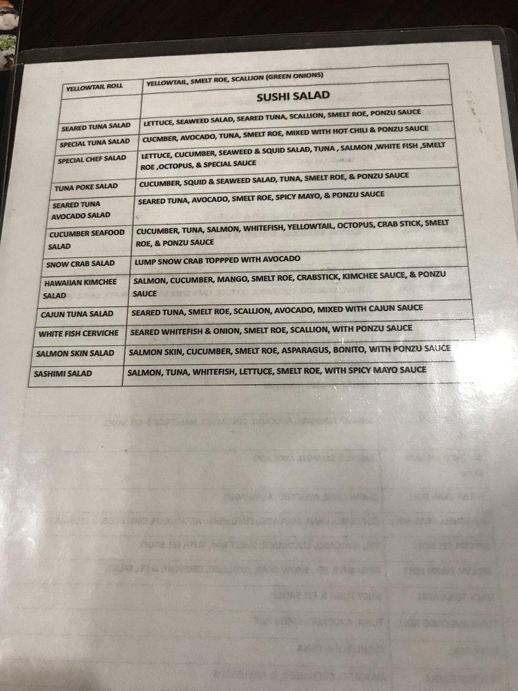 Menu at ASAKUSA LLC restaurant, Chalmette
