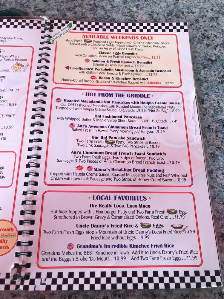 Menu at Big City Diner restaurant, Waipahu, 94-800 Ukeʻe Street #305