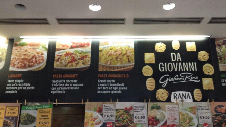 Menu at Giovanni Rana restaurant, Rome, Via Portuense 2000