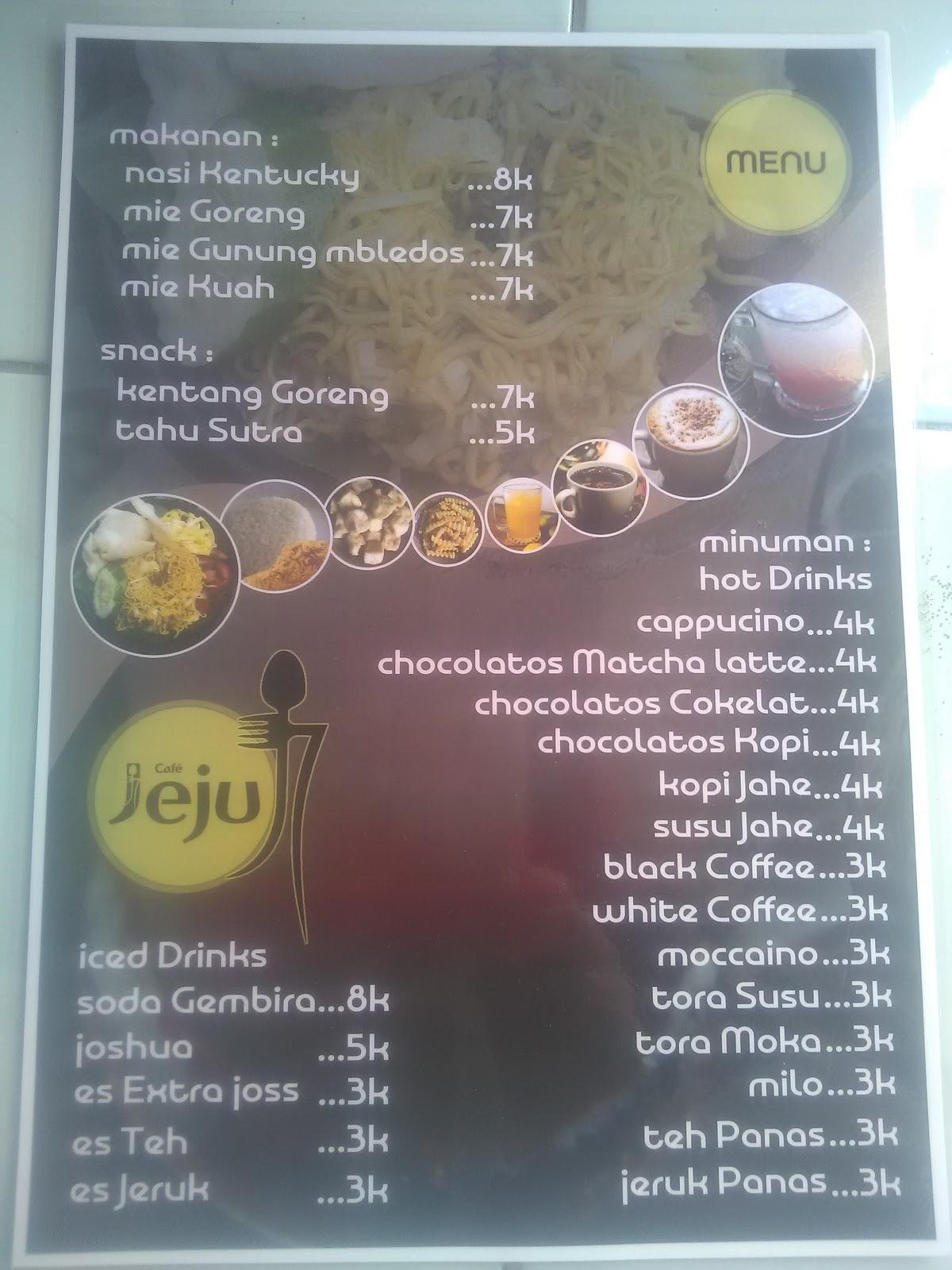 Menu at JEJU Cafe, Malang