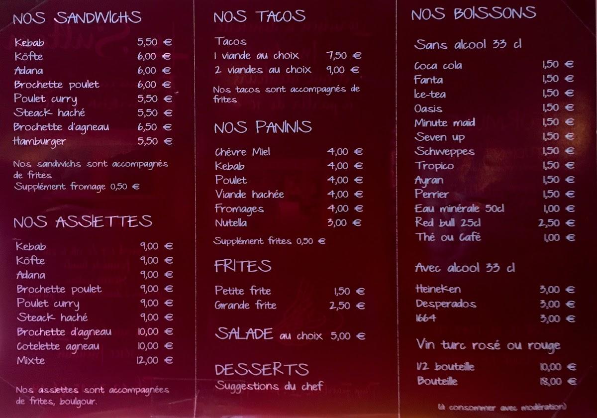 Menu au Restaurant Le Sultan Issoudun, Issoudun