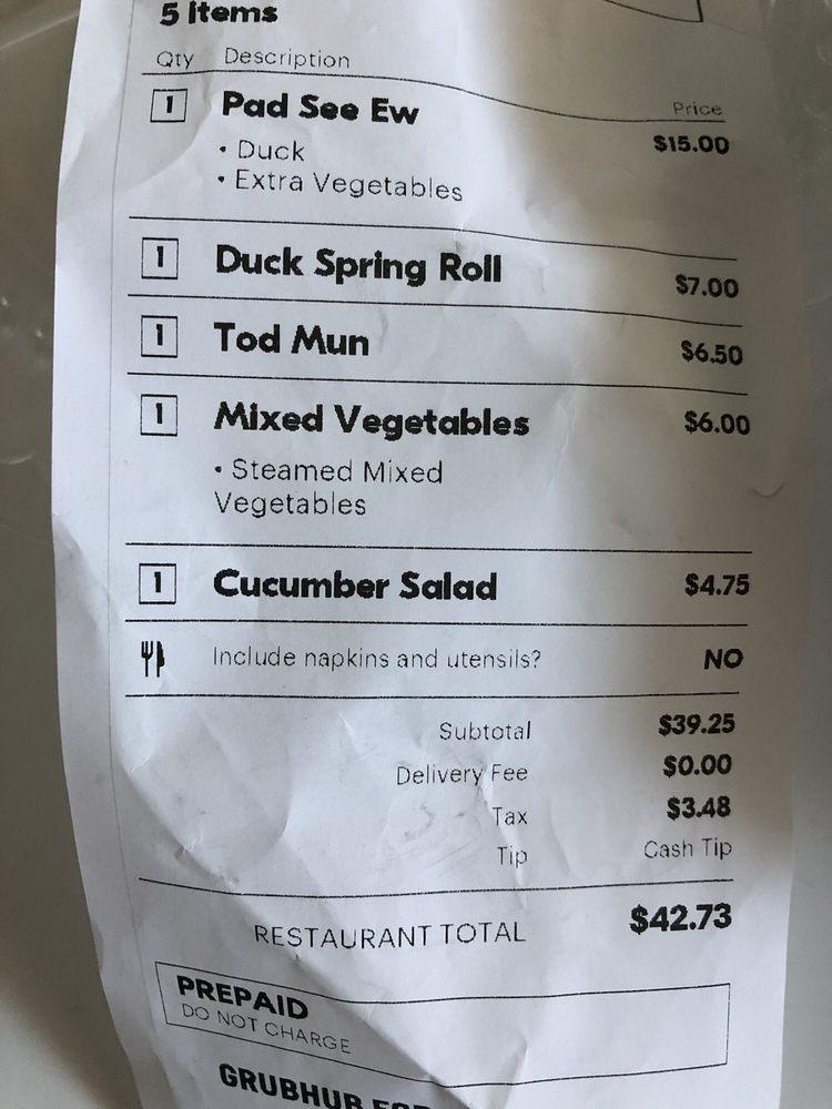 Menu at Lily Thai restaurant, New York City, 615 Grand St
