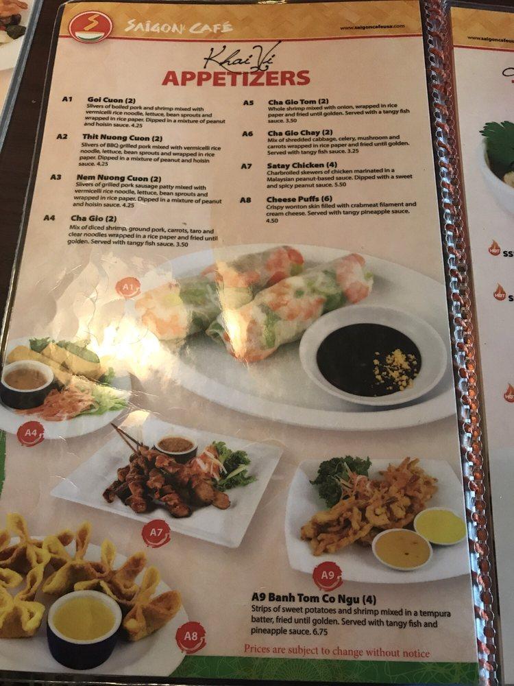 Menu at Saigon Cafe, Buford