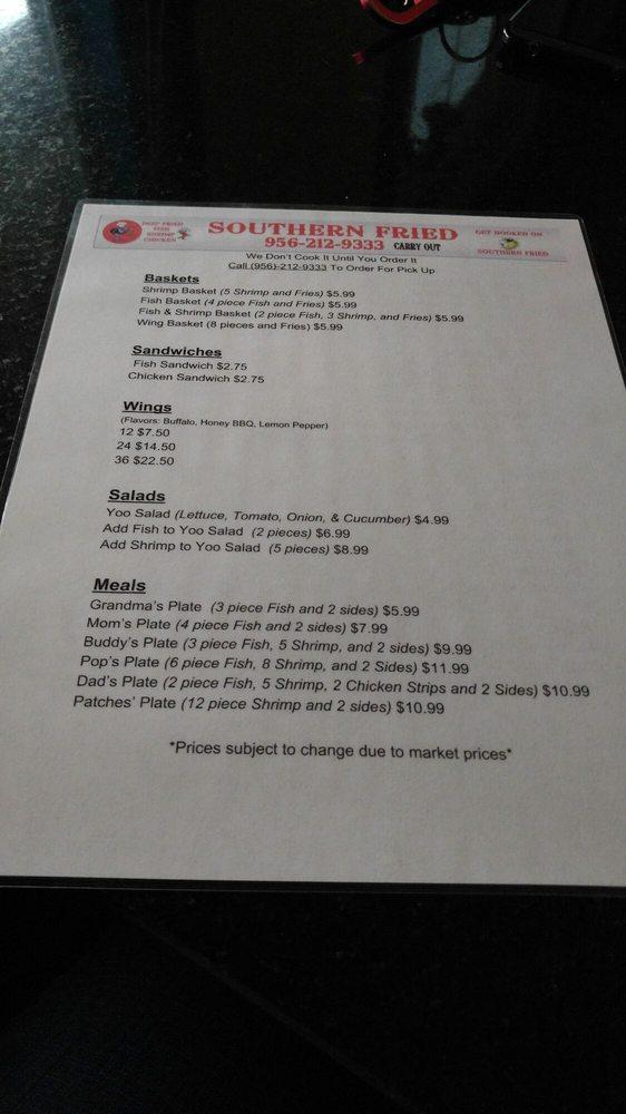 Menu at Southern Fried restaurant, Mission, N Conway Ave