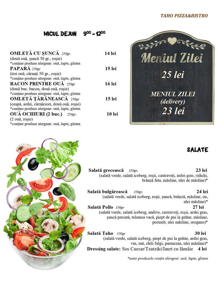 Menu at Taho, Petroșani