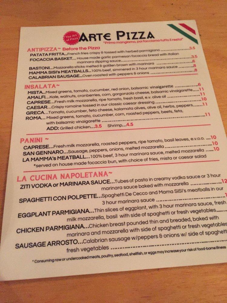 Menu at Arte Pizza pizzeria, Fernandina Beach