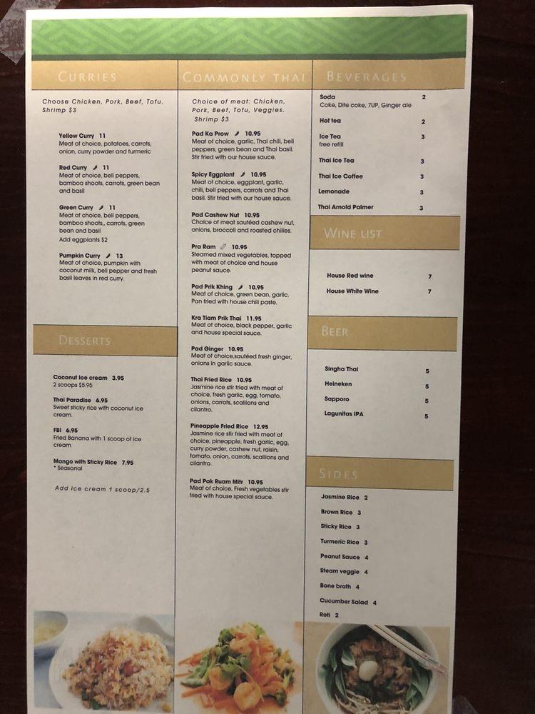 Menu at Lim Ros Thai restaurant, Benicia