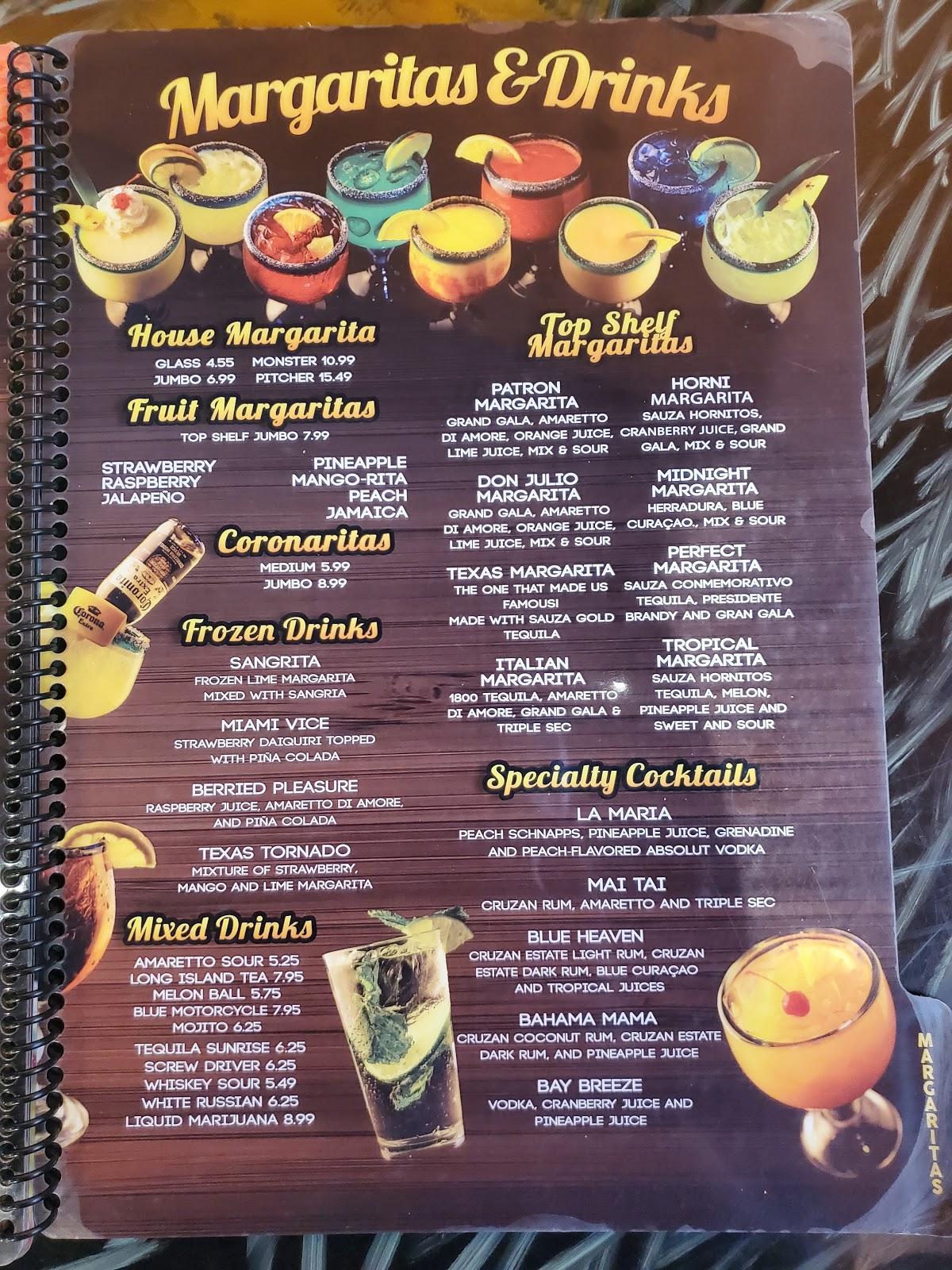 Menu at Mi Cabana restaurant, New Bern