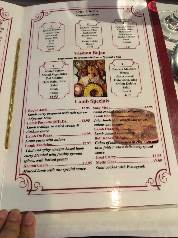 Carta de New Delhi Restaurant of India, Schaumburg