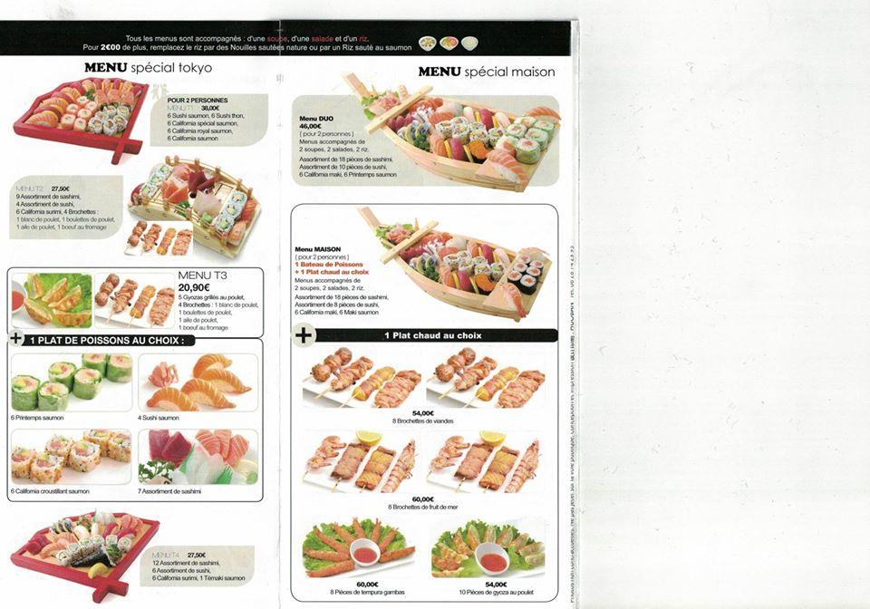 Menu at New Tokyo Restaurant, Tremblay-en-France