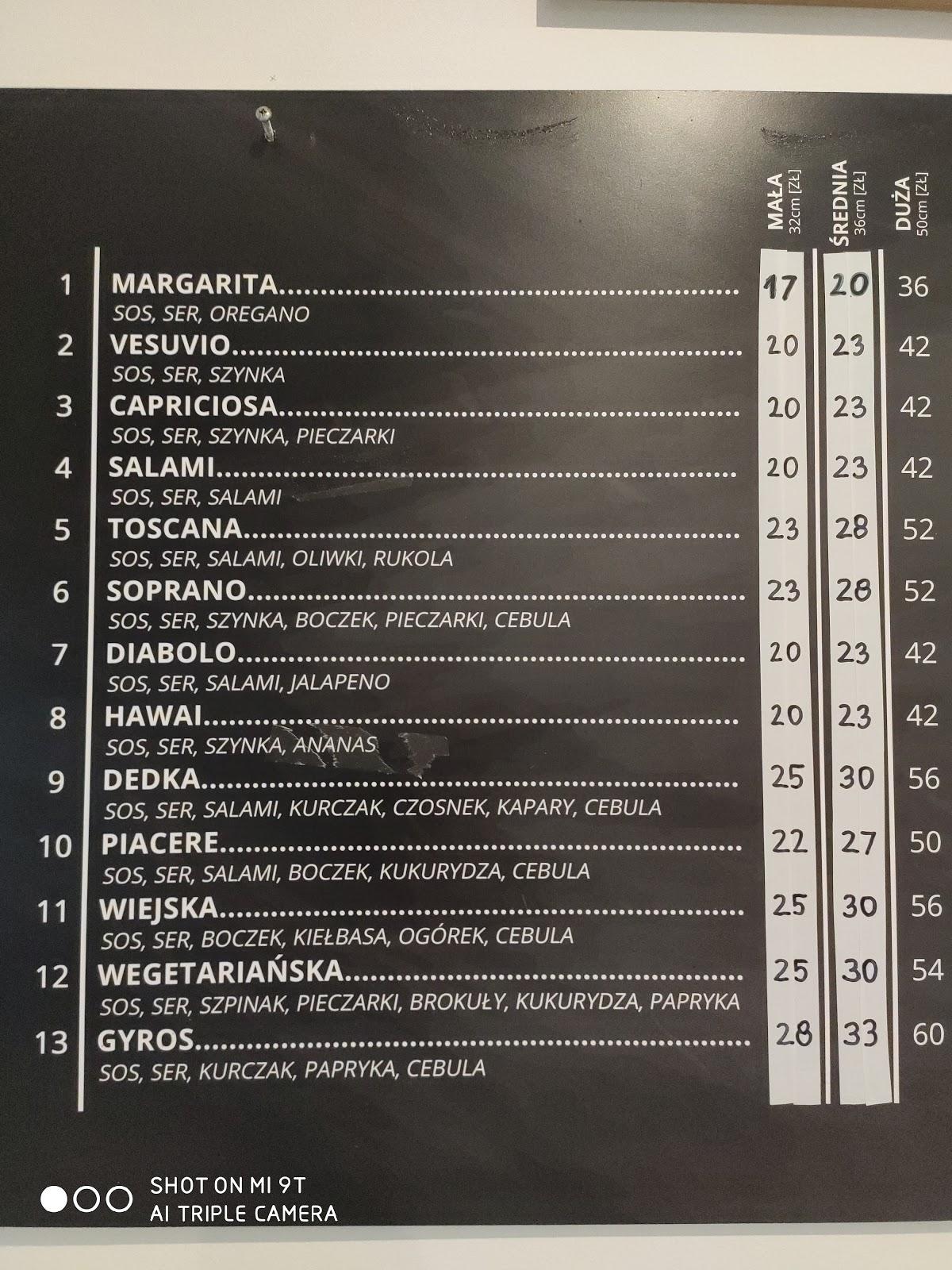 Carta del restaurante Pizza u Dedka, Jaworzyna Śląska