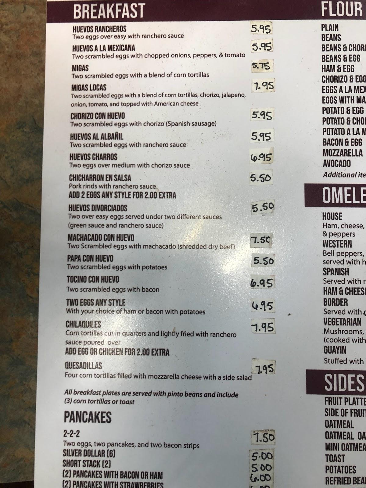 Menu at Ricardo's Restaurant-International, Brownsville