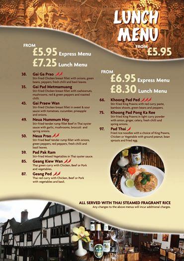 Menu at Thai Gallery Hereford restaurant, Hereford