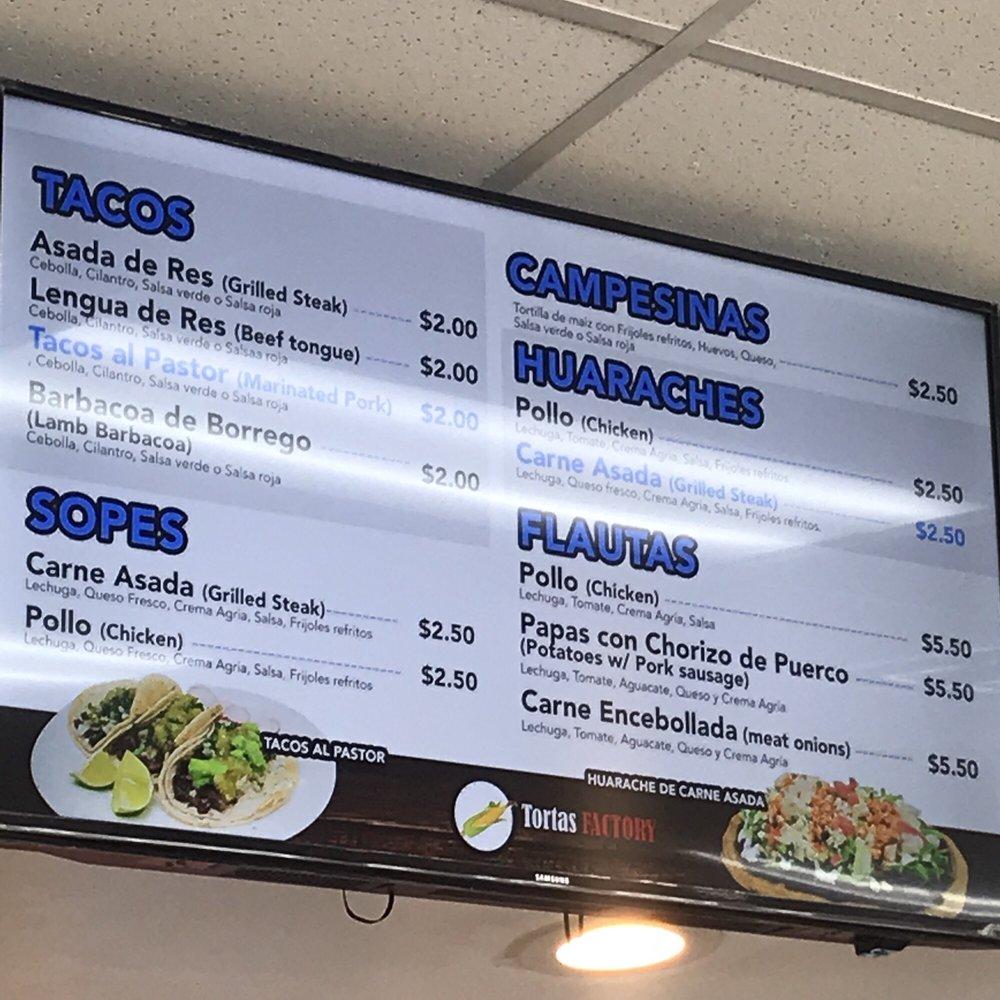 Menu at Tortas Factory Del DF restaurant, Doraville