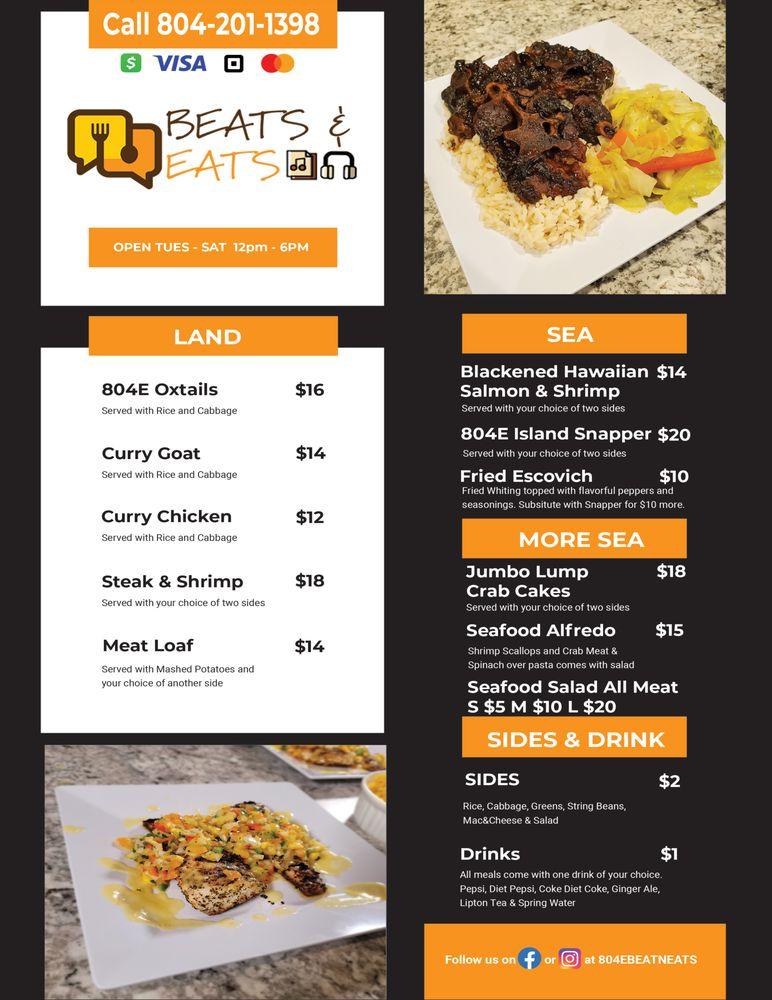 Menu at Beats And Eats, Richmond
