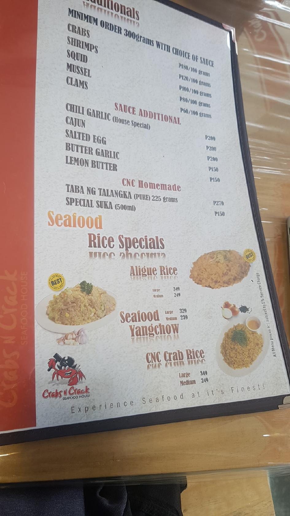 Menu at Crabs N Crack restaurant, Angeles