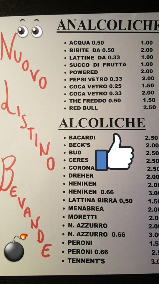 Menu at Panineria da Manolo restaurant, Rome