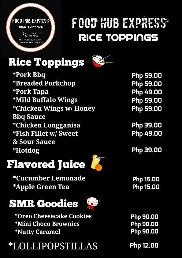 Menu at Food Hub Express - Rice Toppings restaurant, Los Baños