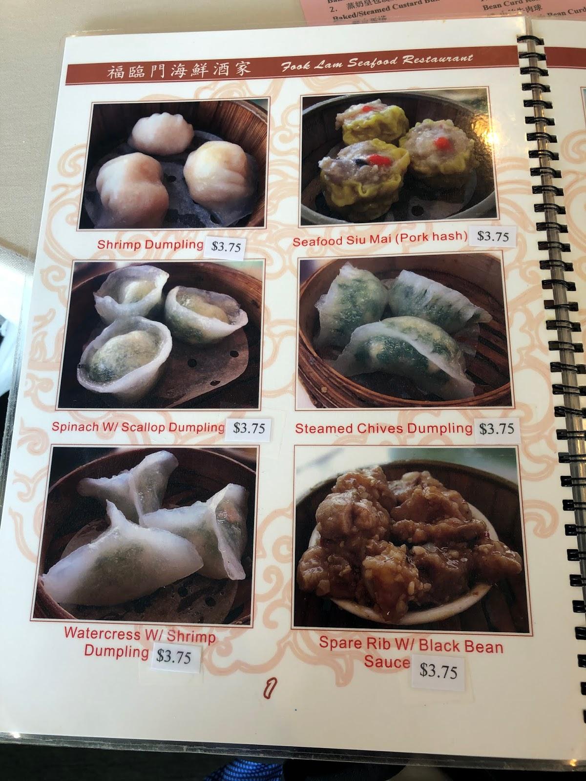 Menu at Fook Lam Seafood Restaurant, Honolulu