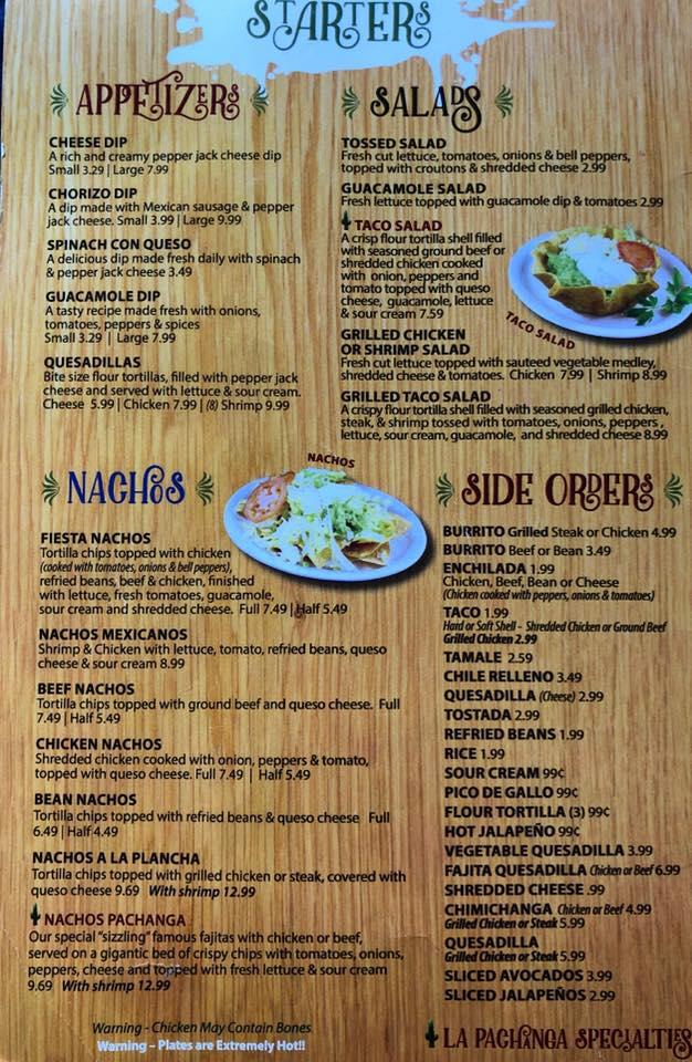 Menu at La Pachangas Mexican Restaurant, Bonne Terre
