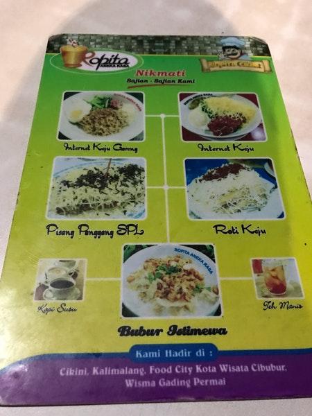 Menu at Roti Bakar Ropita, Jakarta