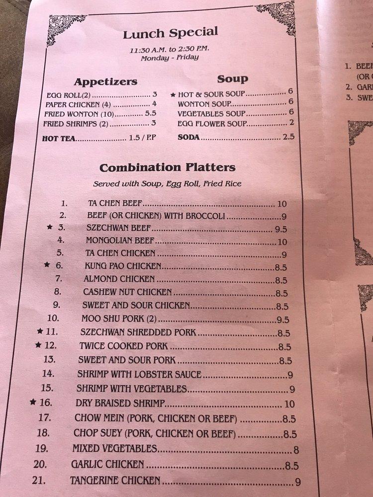Menu at Ta Chen Chinese Restaurant, Garden Grove, Chapman Ave