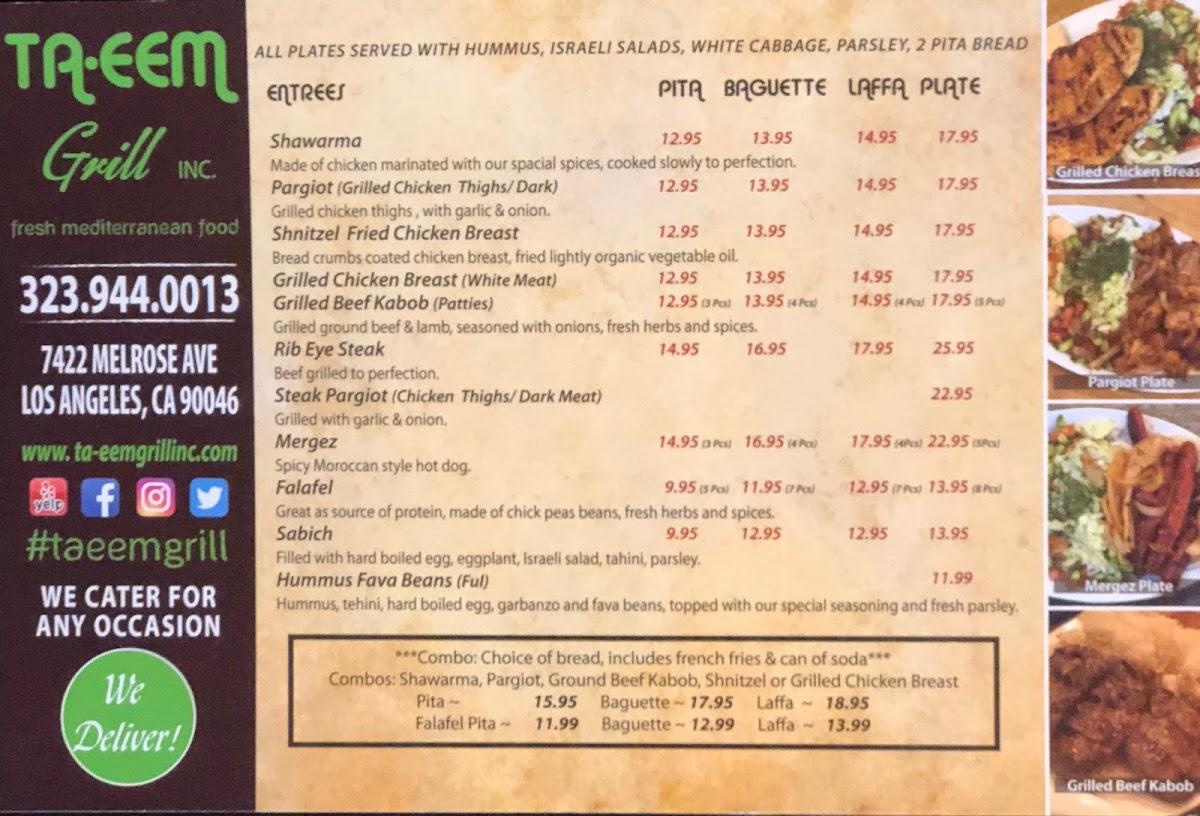 Menu at Ta-Eem Grill, Inc restaurant, Los Angeles