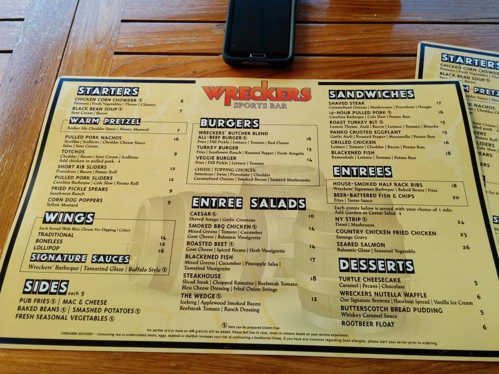 Menu at Wreckers Sports Bar, Kissimmee, W Osceola Pkwy