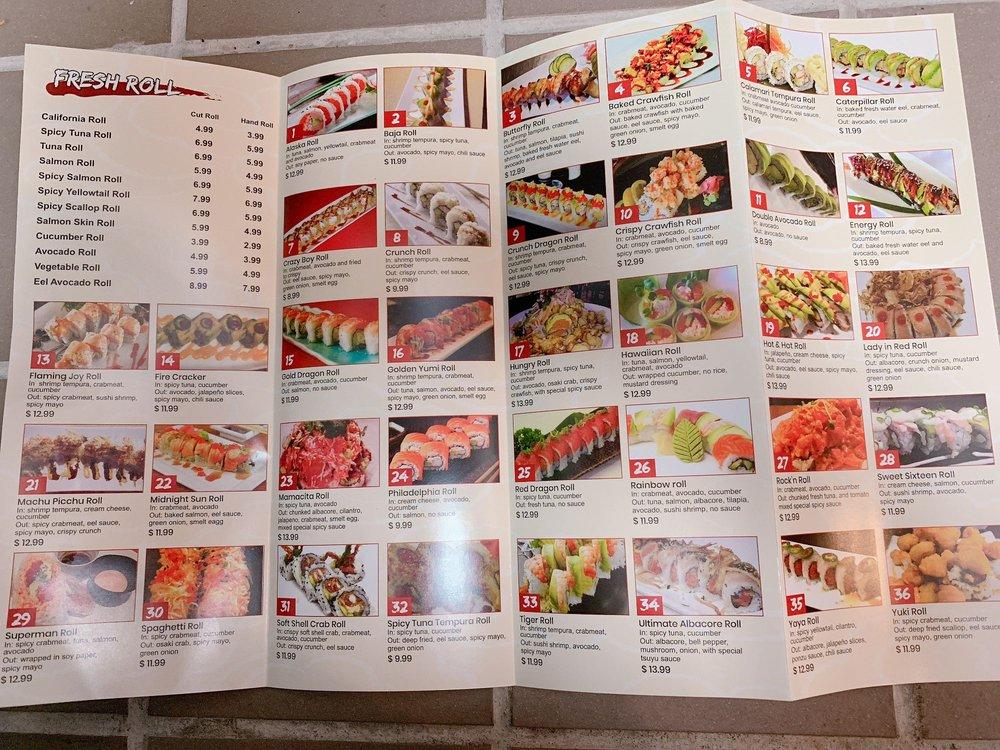 Menu at Yumi Sushi restaurant, Fallbrook