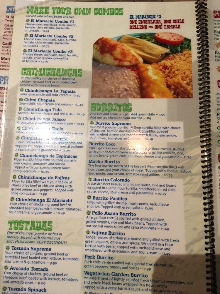 Menu at Mariachi Breakfast on the Go pub & bar, Parker, S Parker Rd