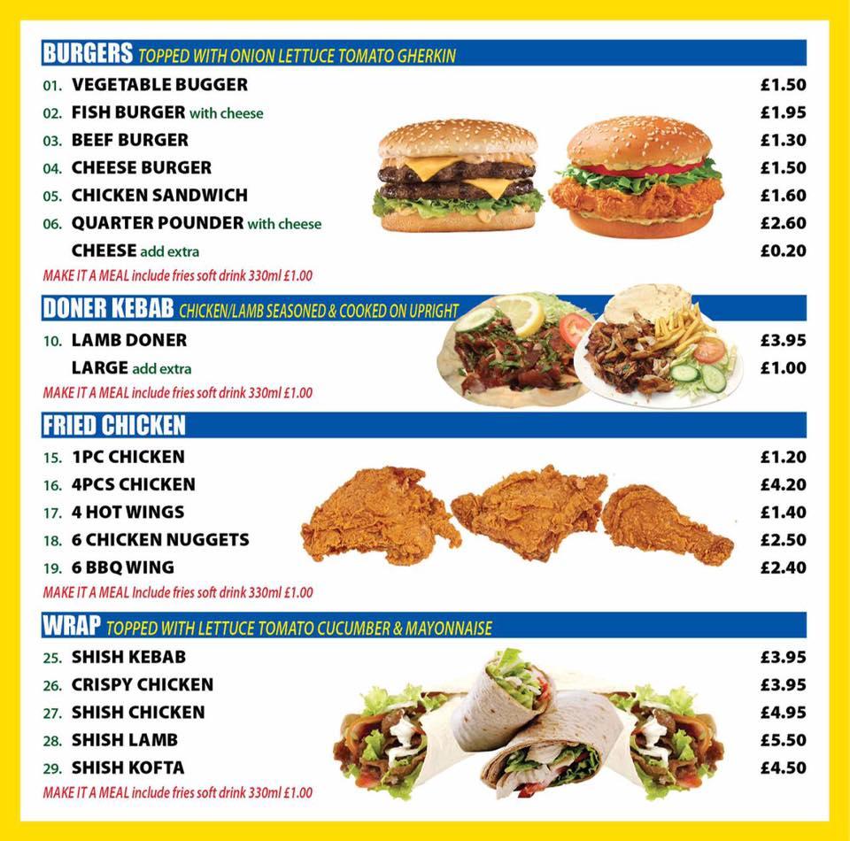 Menu at Dip 'n Go restaurant, Bromley