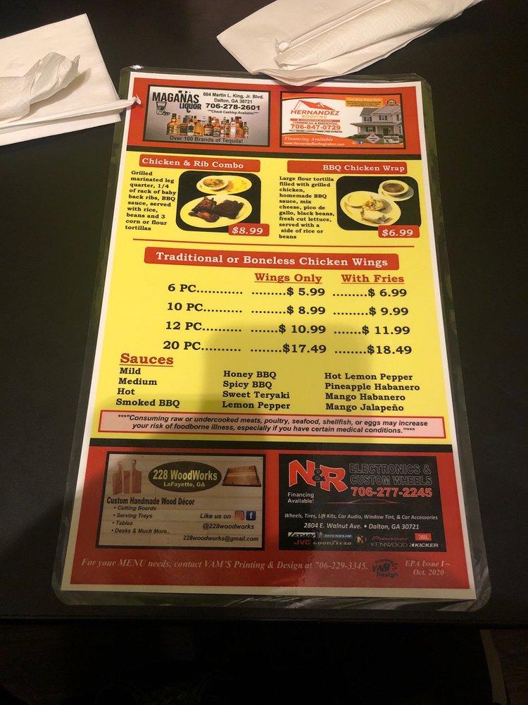 Menu at El Pollo Alegre restaurant, Dalton