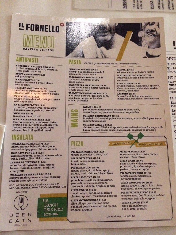 Menu at IL FORNELLO - Bayview Village pizzeria, Toronto, Bayview Ave