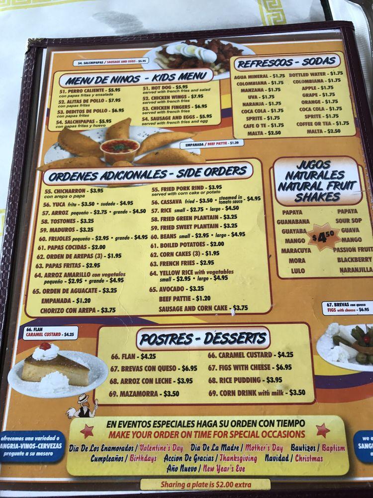 Menu at Pollos El Paisa restaurant, Westbury