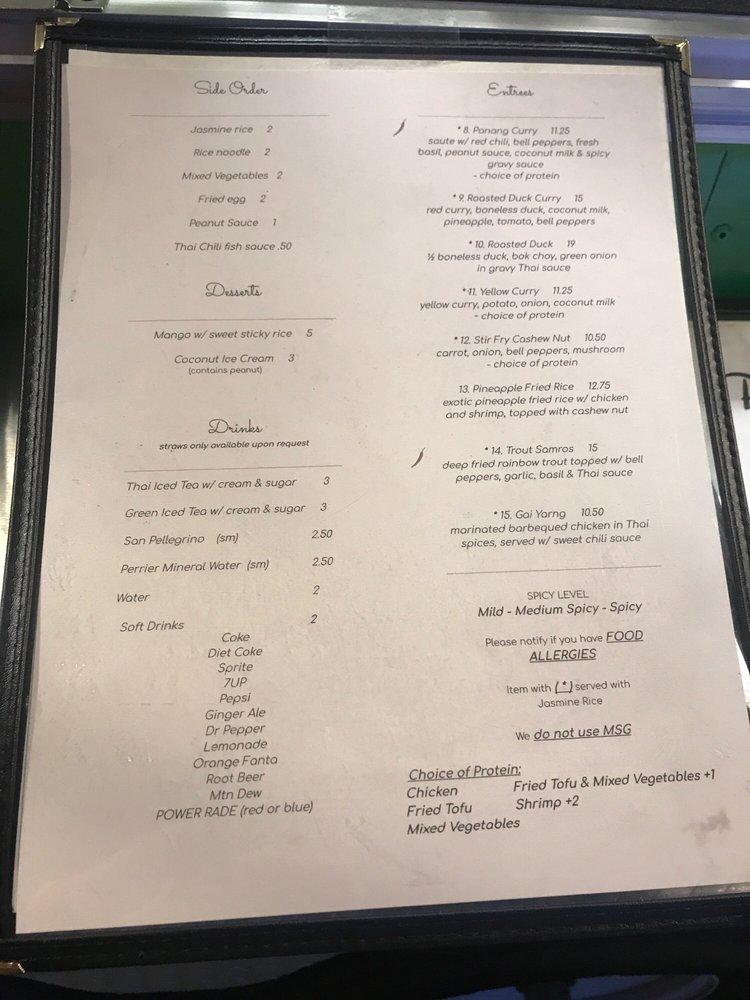 Menu at Thai SA! restaurant, Los Angeles, 1/2 Burbank Blvd
