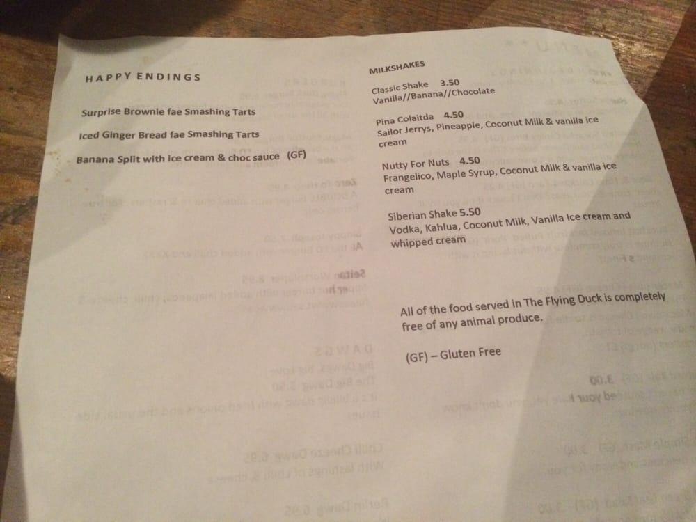 Menu at The Flying Duck pub & bar, Glasgow