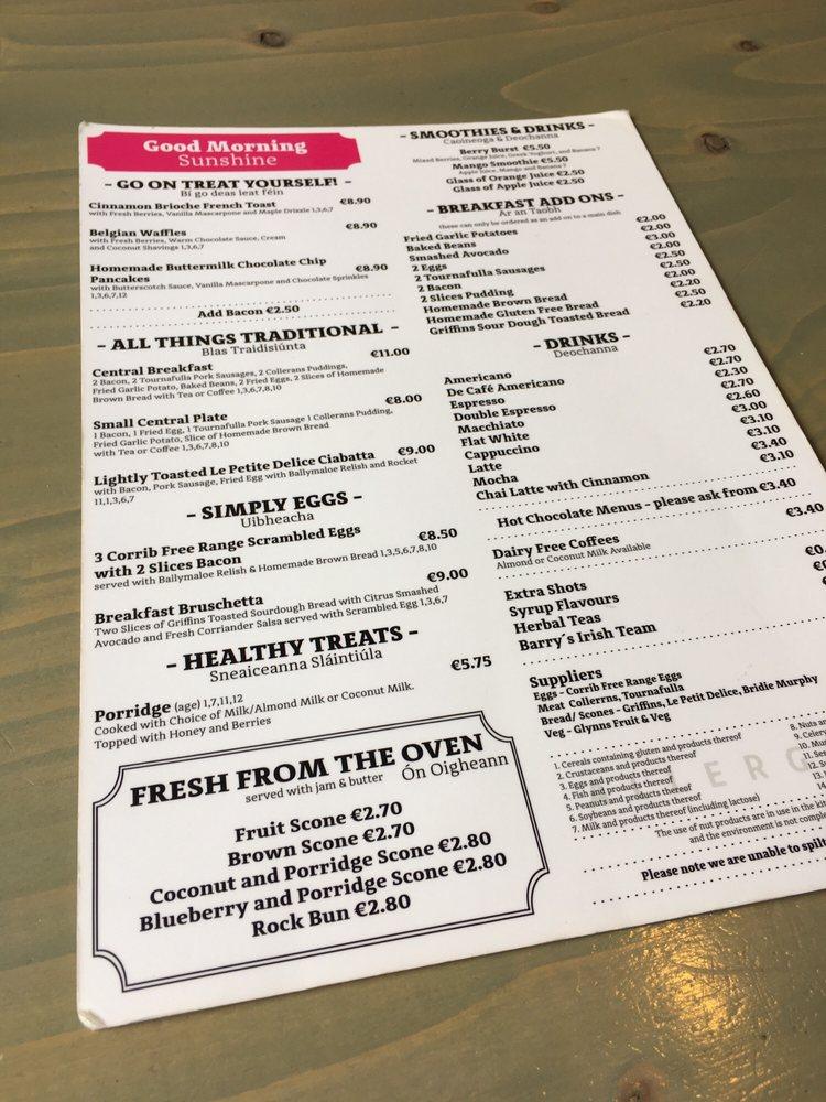 Menu at 56 Central Restaurant Cafe, Galway
