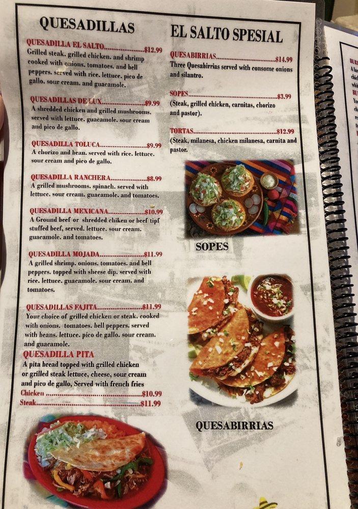 Menu at El Salto Mexican Restaurant, Chesterfield