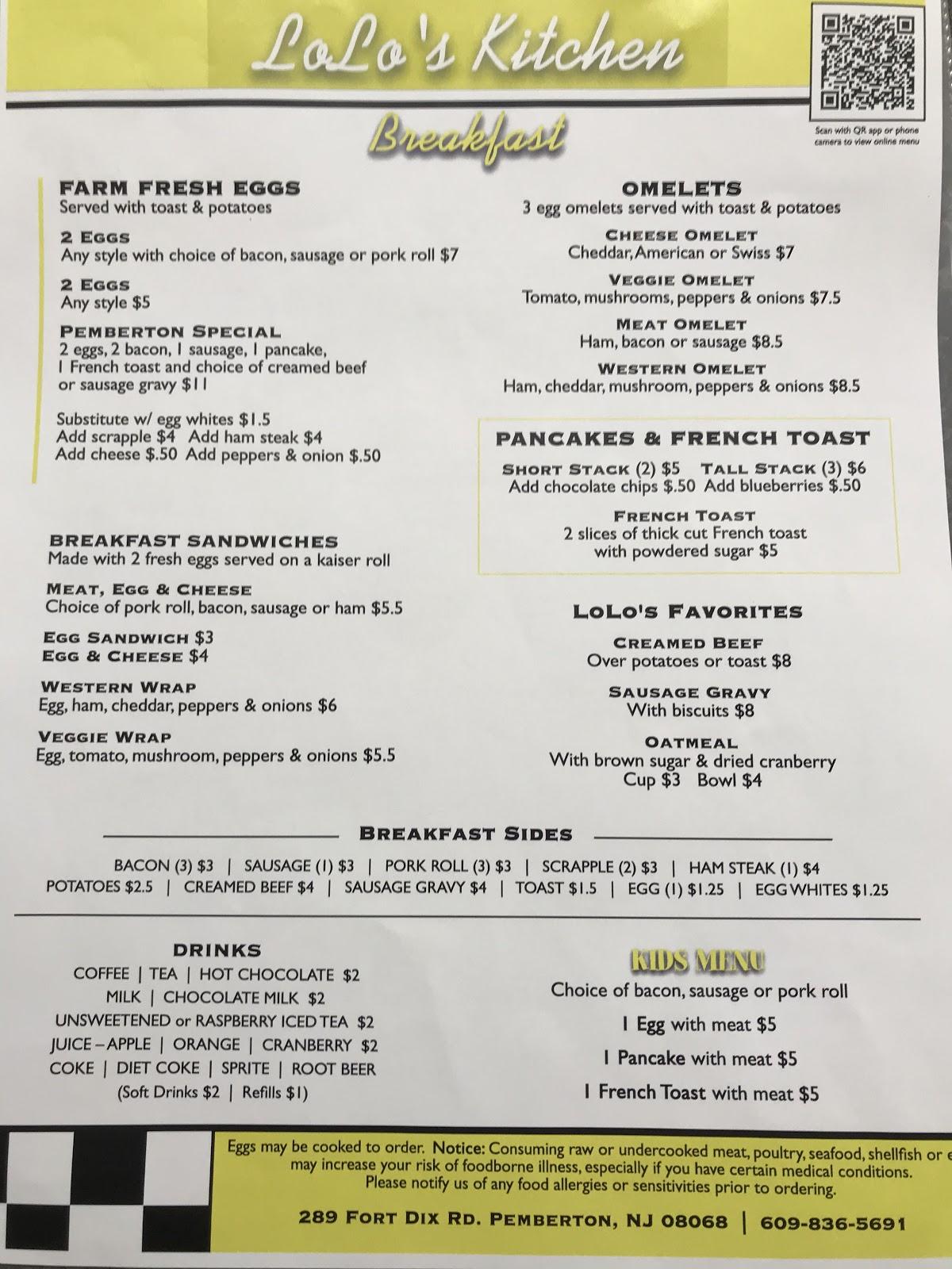 Menu at LoLo’s Kitchen cafe, Pemberton