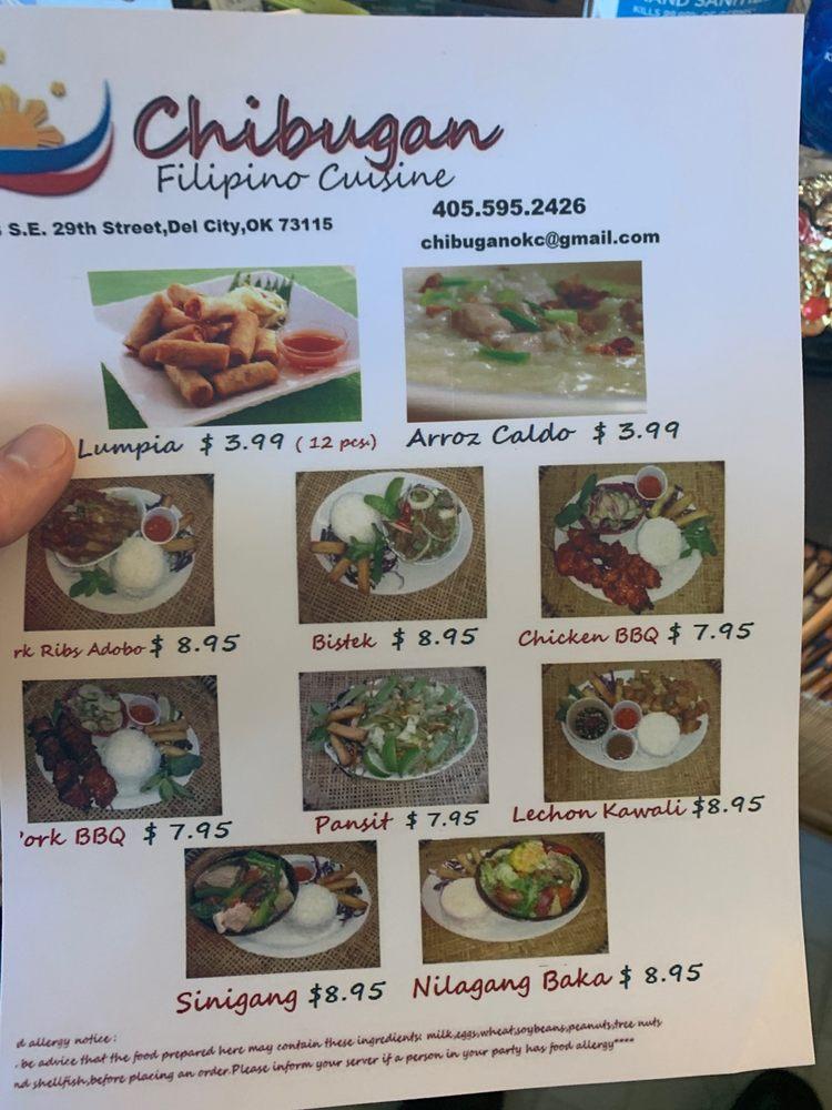 Menu at Chibugan Filipino Cuisine restaurant, Del City