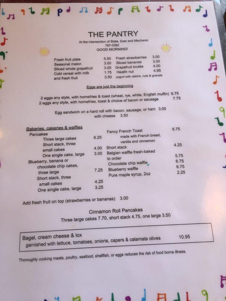 Menu at Pantry restaurant, New Haven