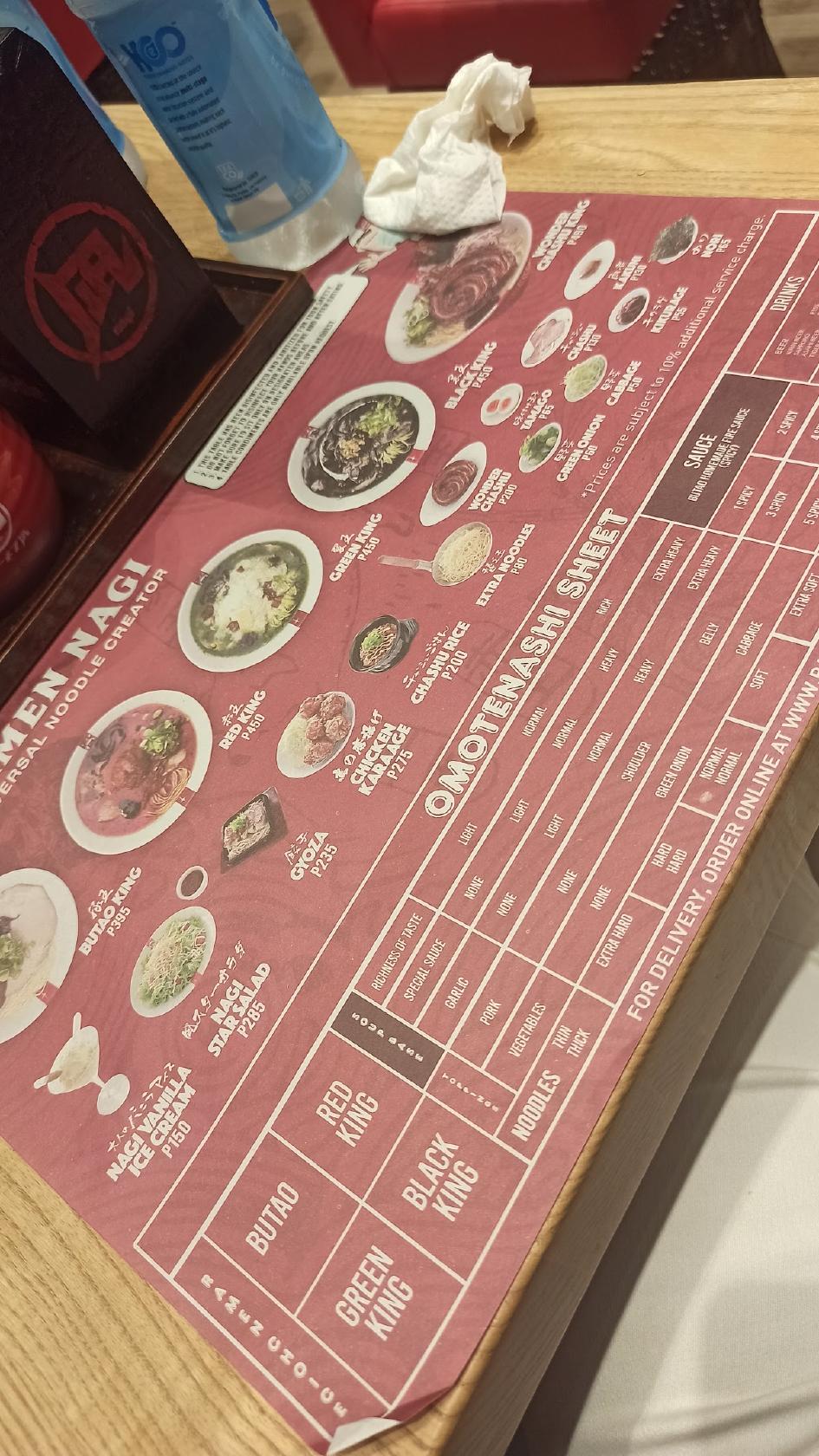 Menu at Ramen Nagi - SM Megamall restaurant, Mandaluyong, 3rd Level