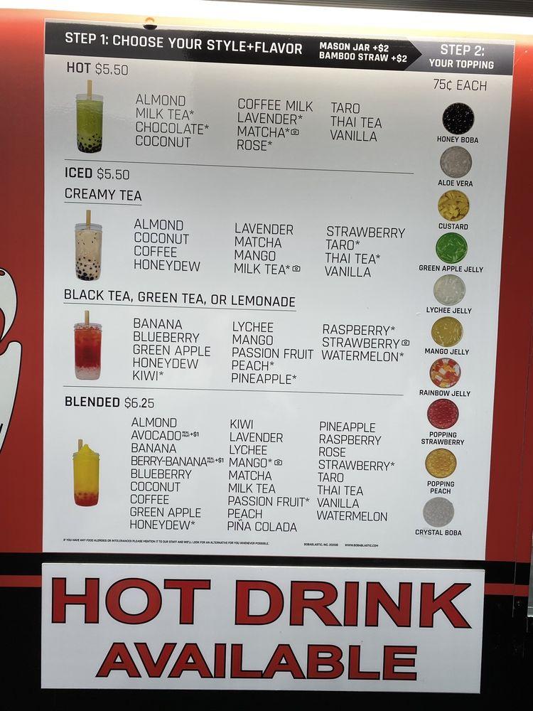 Menu at Bobablastic cafe, Woodburn, N Arney Rd