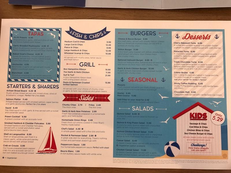 Menu at Deep Blue Fish & Chips fast food, Portsmouth, Units 4