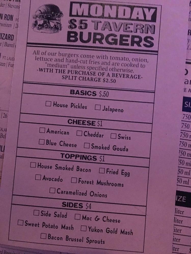 Menu at Park Tavern pub & bar, Delray Beach