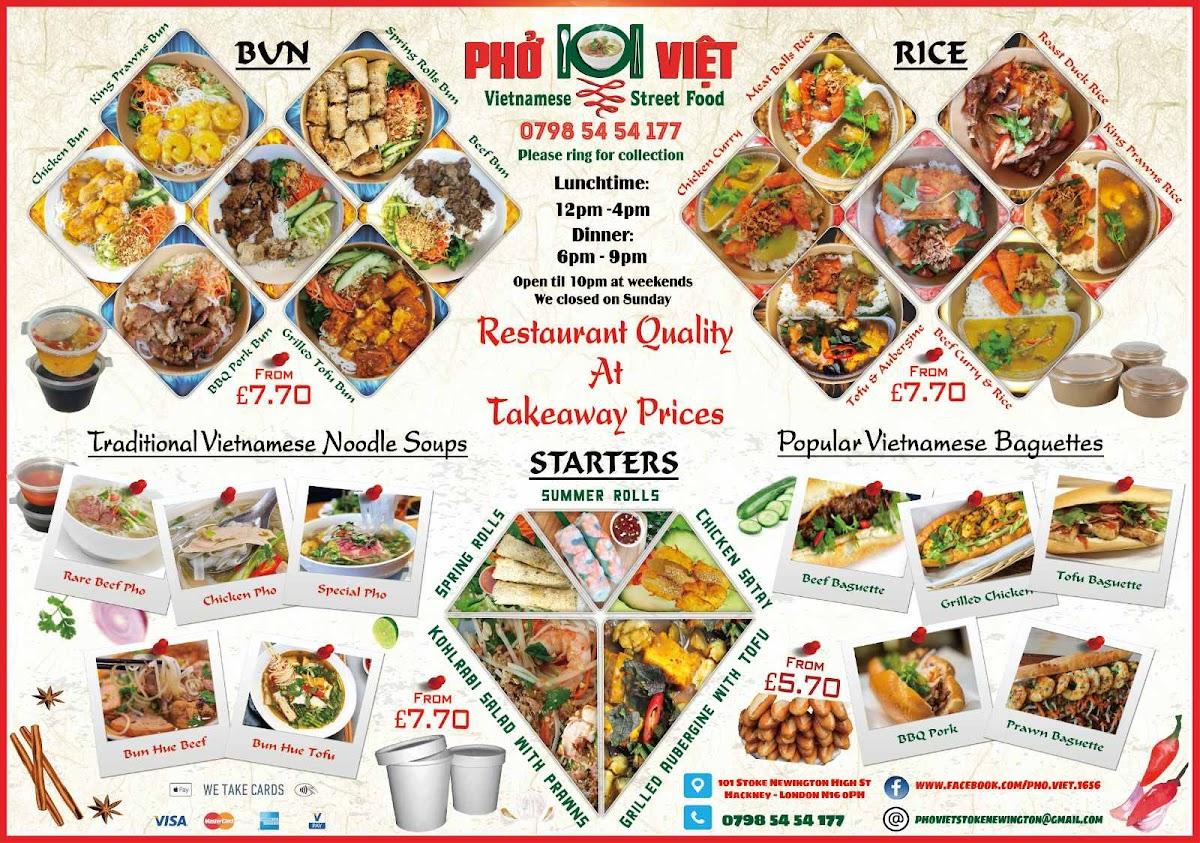 Menu at Pho Viet 101 restaurant, London