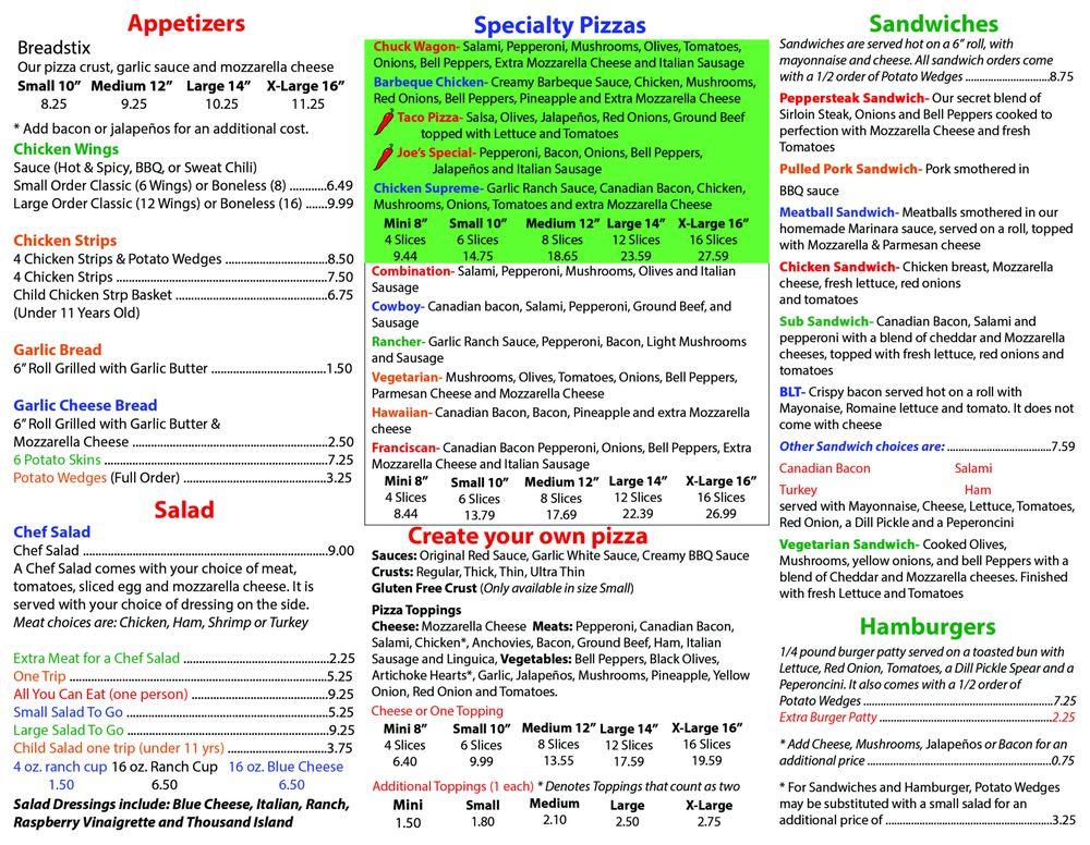 Menu at Pizza Round-up Biggs pizzeria, Biggs
