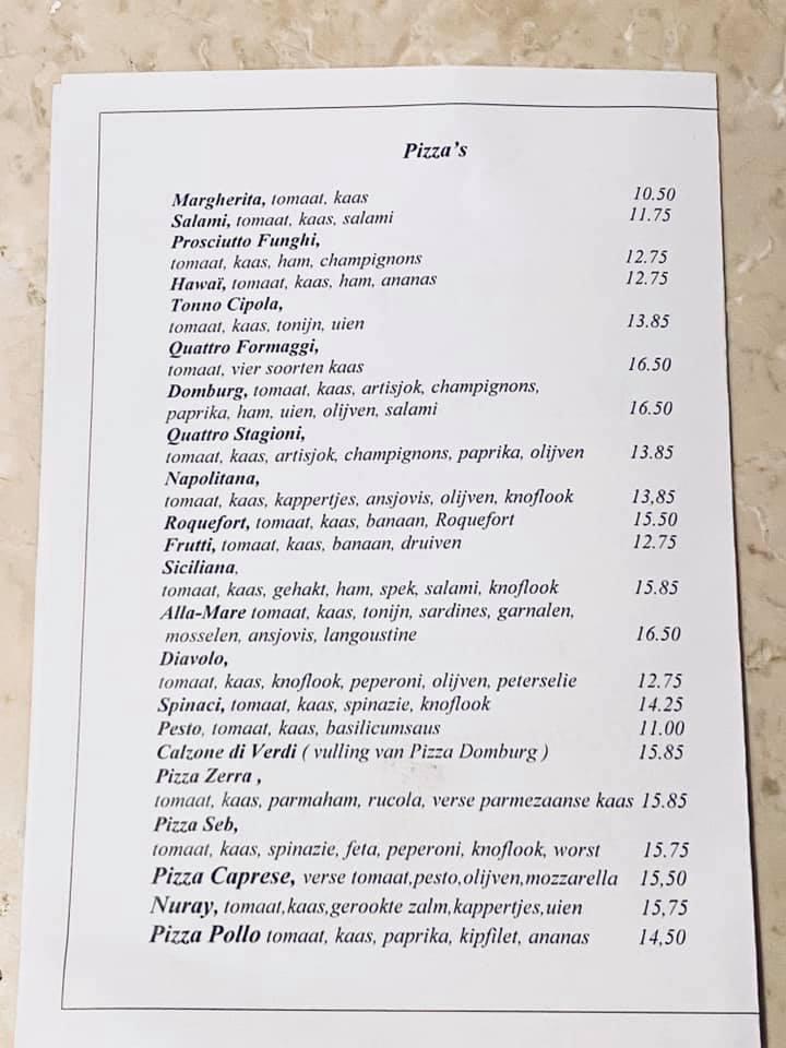 Speisekarte von Ristorante Verdi, Domburg