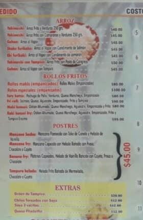Carta del restaurante Sushi Sasha, Naucalpan del Juárez, Av.juárez 15