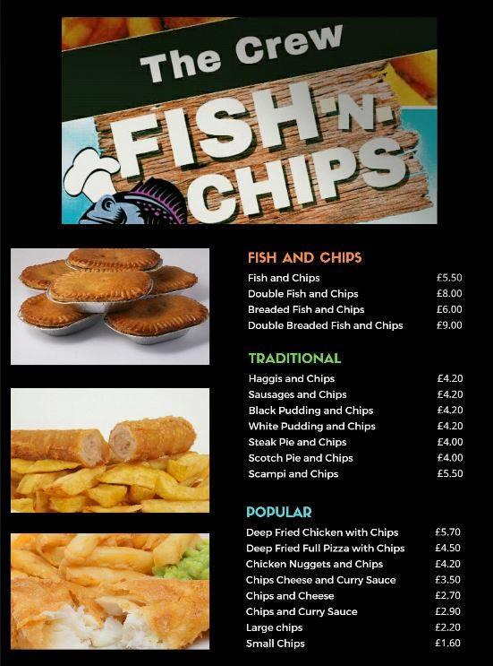 Menu at The Crew Fish & Chips fast food, Campbeltown